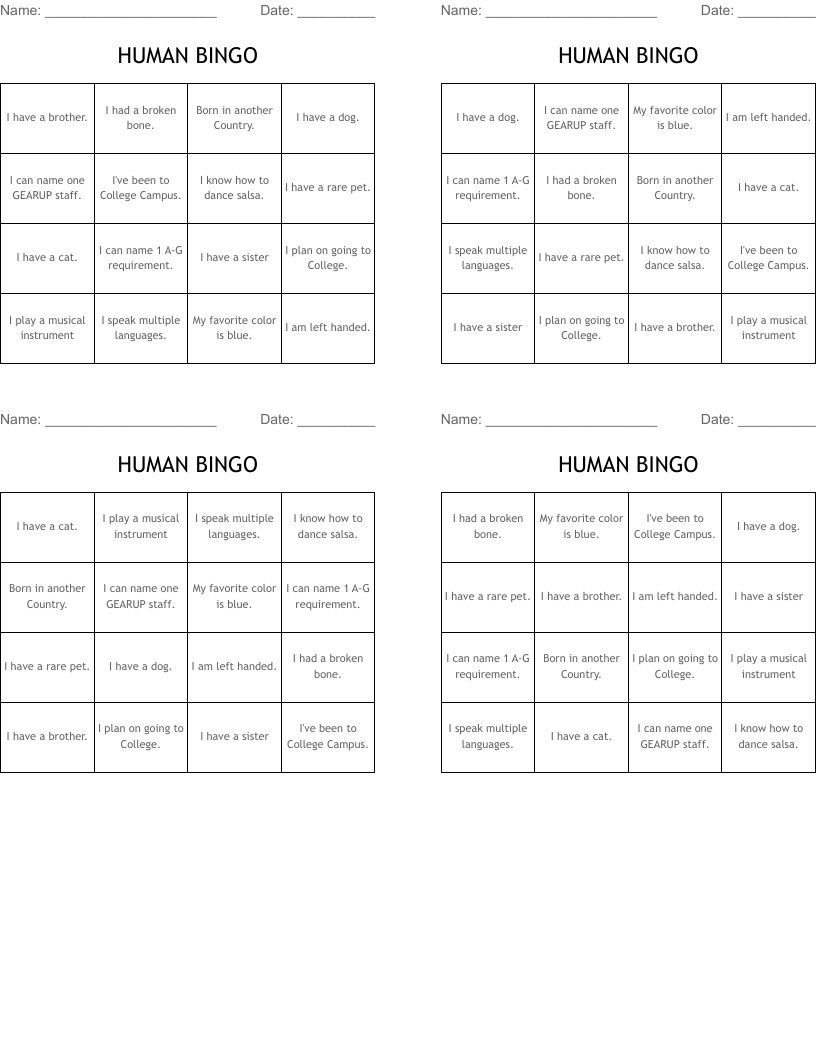 HUMAN BINGO - WordMint