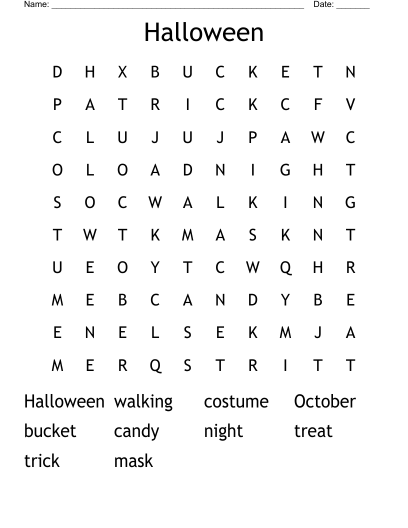Halloween Word Search - WordMint