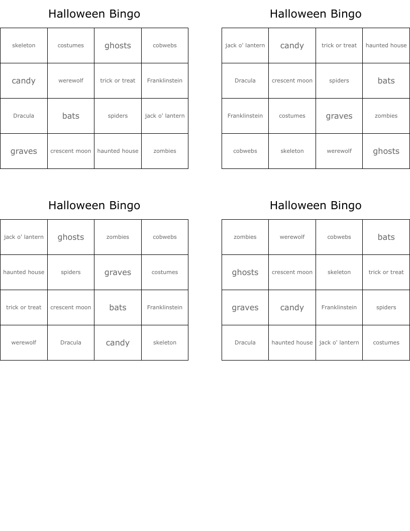 Halloween Bingo - WordMint