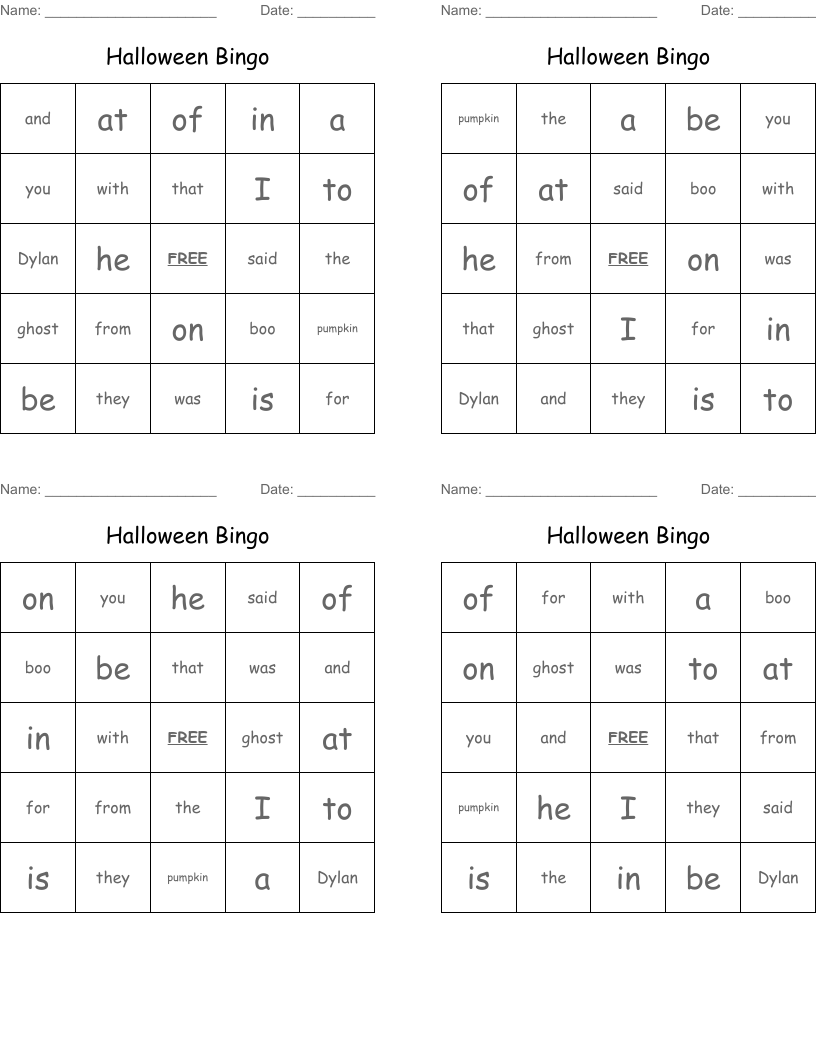 Halloween Bingo - WordMint