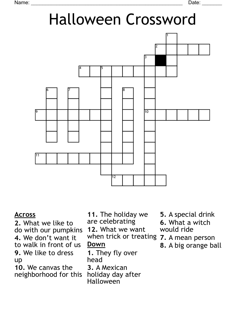 Halloween Crossword - WordMint