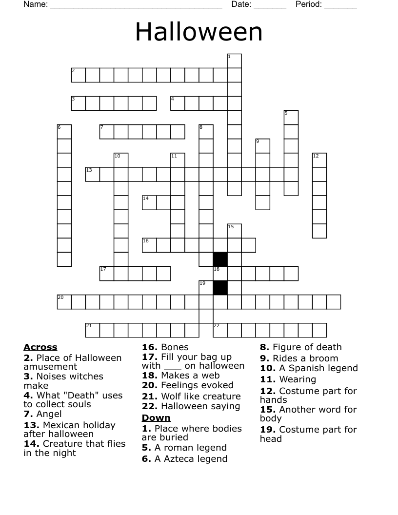 Albums 104 Images Halloween Crossword Puzzles For Middle School