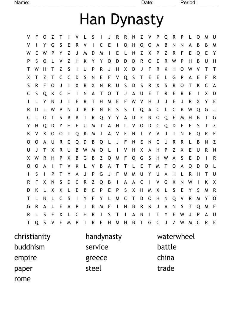 Han Dynasty Word Search - WordMint