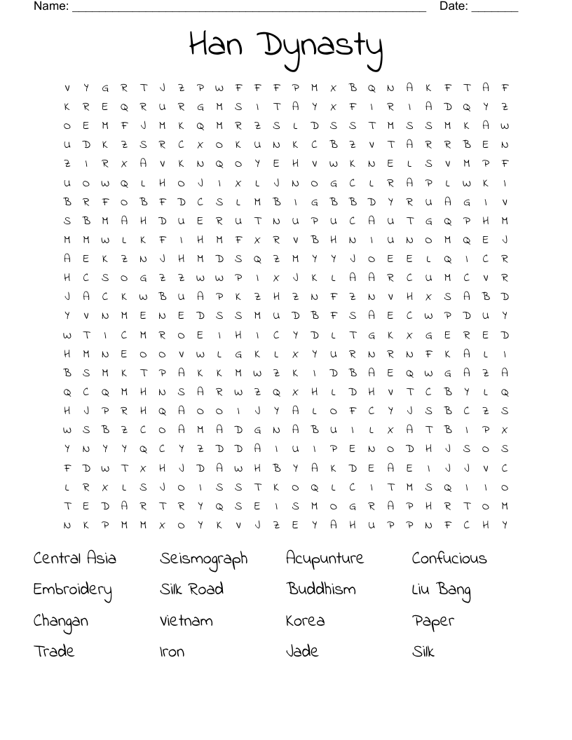 Han Dynasty Word Search - WordMint