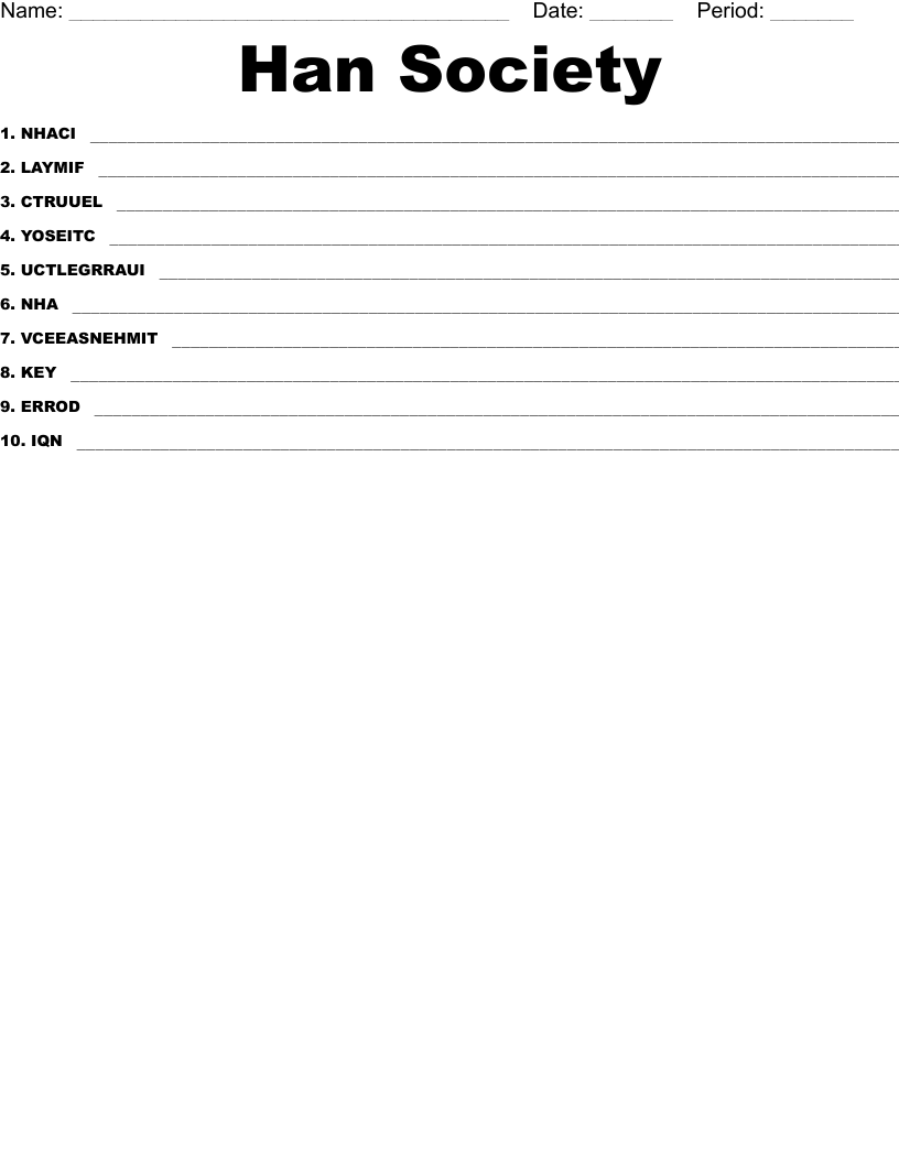 Han Society Word Scramble - WordMint