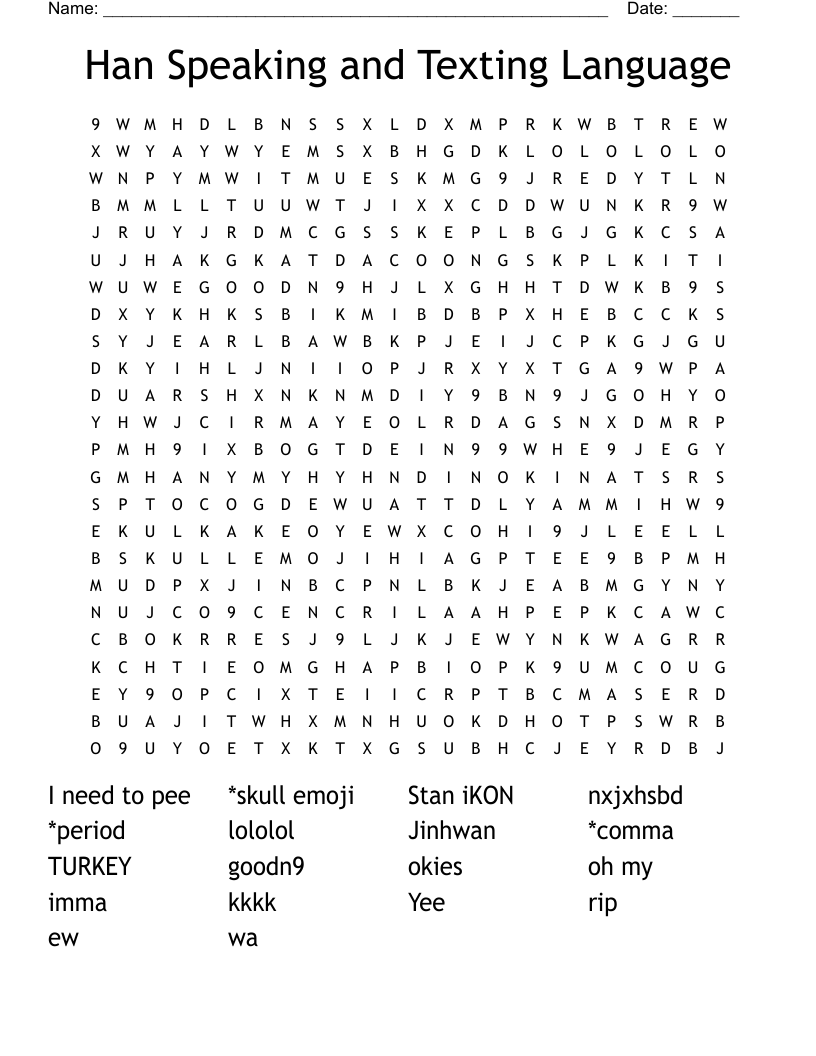 Han Speaking and Texting Language Word Search - WordMint