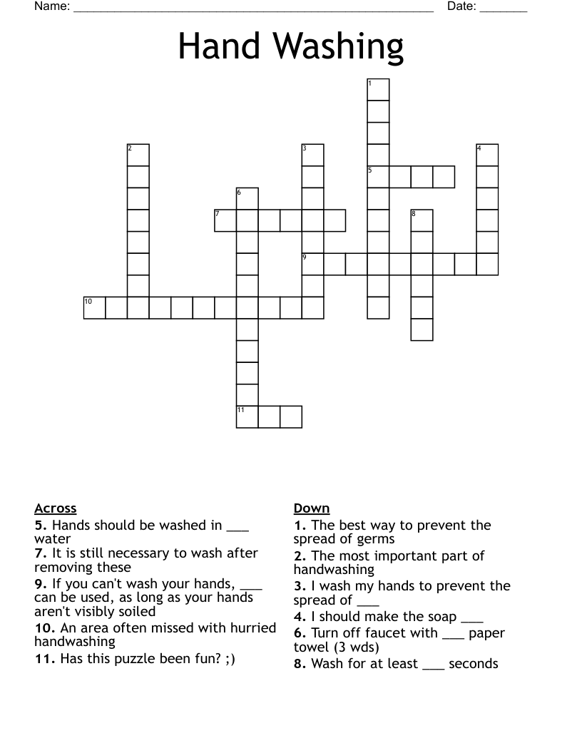 HAND HYGIENE Crossword WordMint
