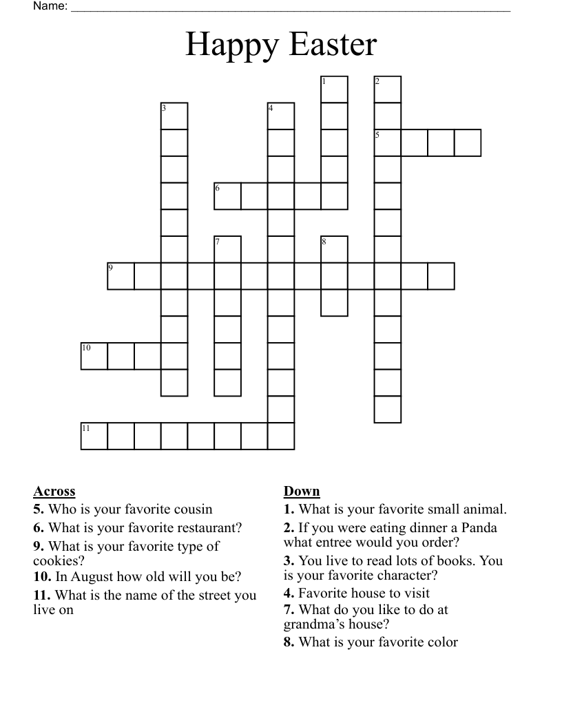 Happy Easter Crossword - WordMint