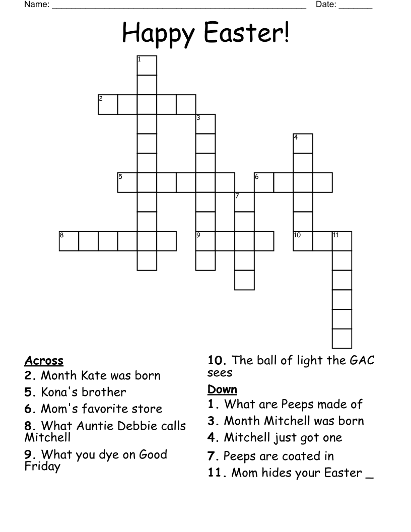 Happy Easter! Crossword - WordMint