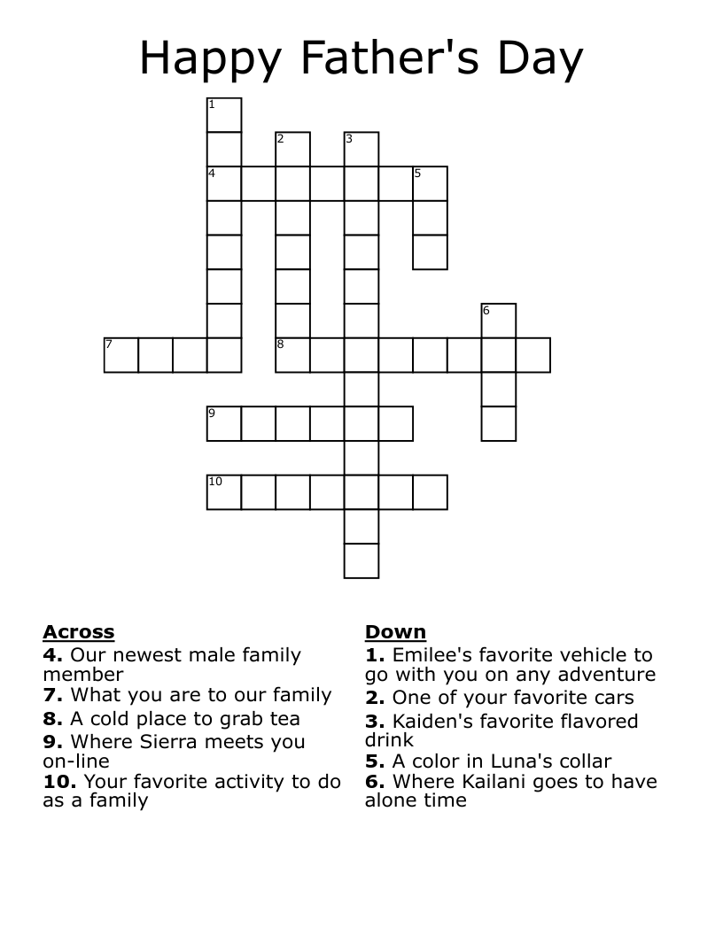Happy Father's Day Crossword - WordMint