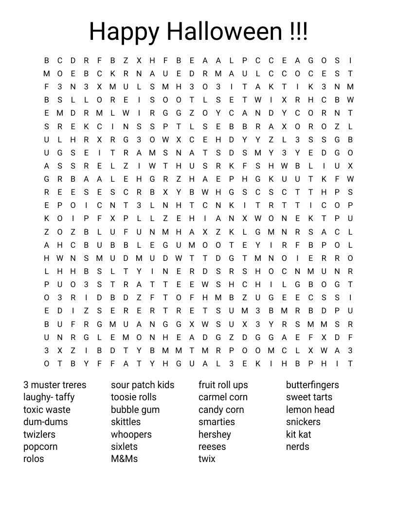 Happy Halloween Word Search WordMint