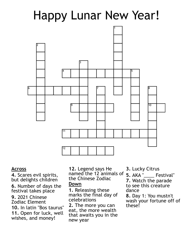 Chinese Lunar New Year Word Search WordMint
