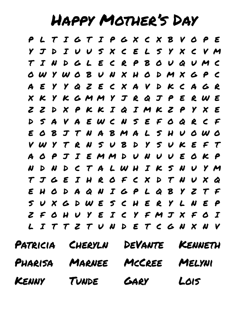 Happy Mother s Day Word Search WordMint