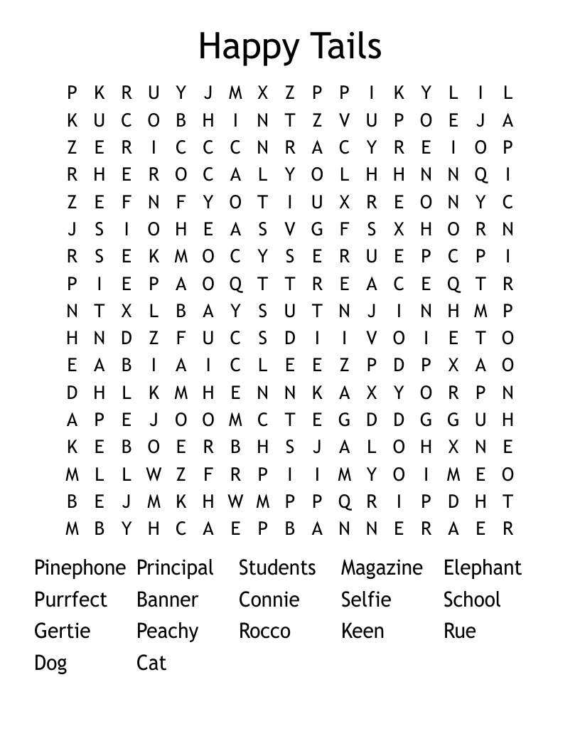 Happy Tails Word Search - WordMint