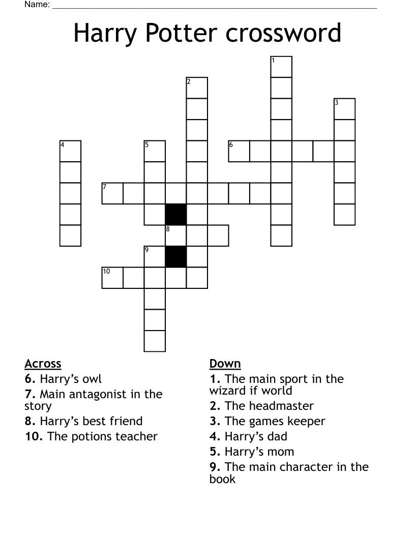 Harry Potter crossword - WordMint