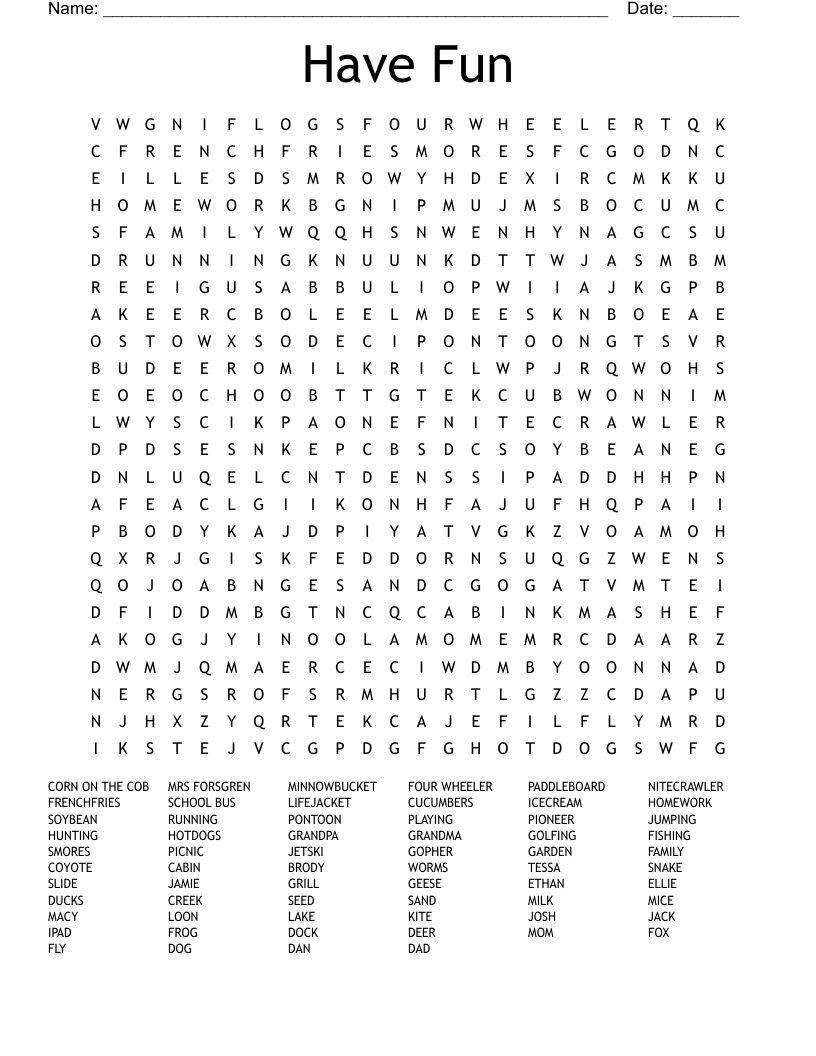 Have Fun Word Search - WordMint