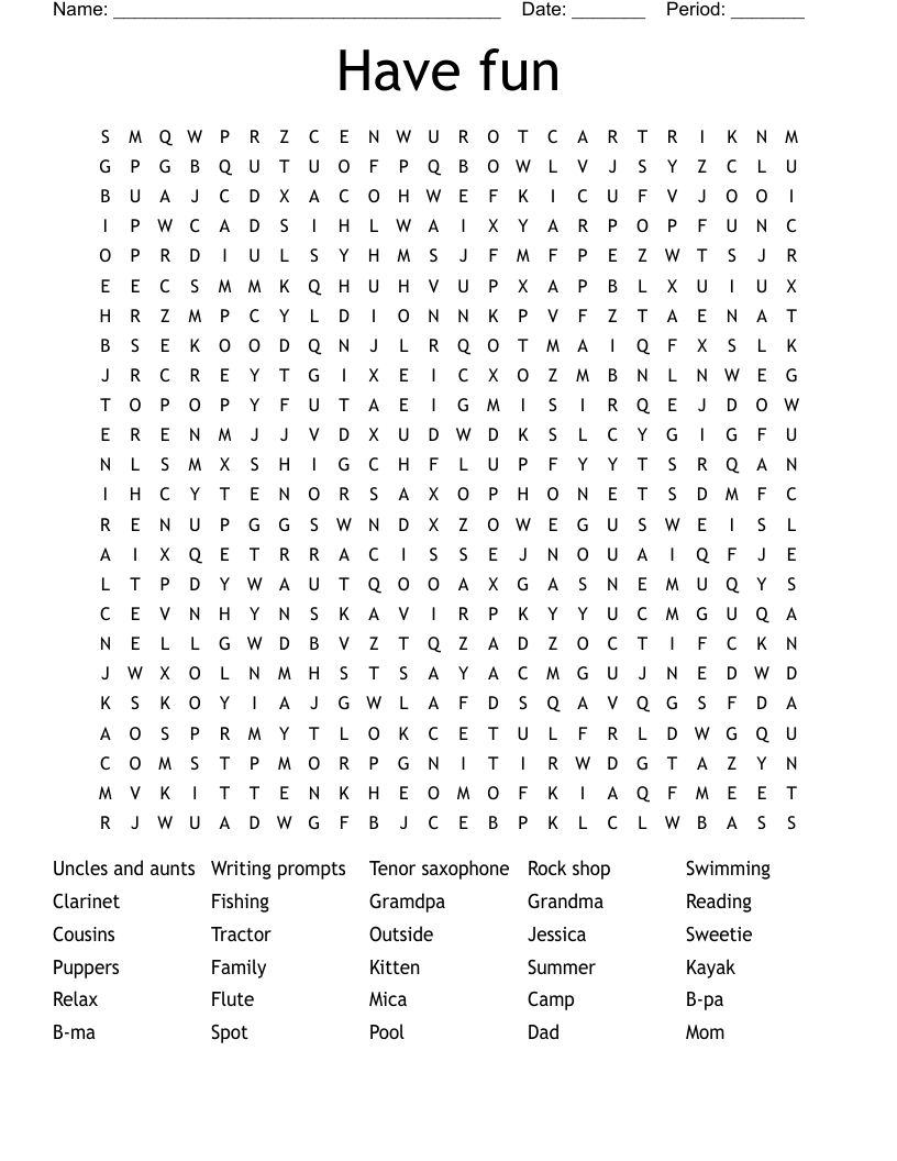 Have fun Word Search - WordMint