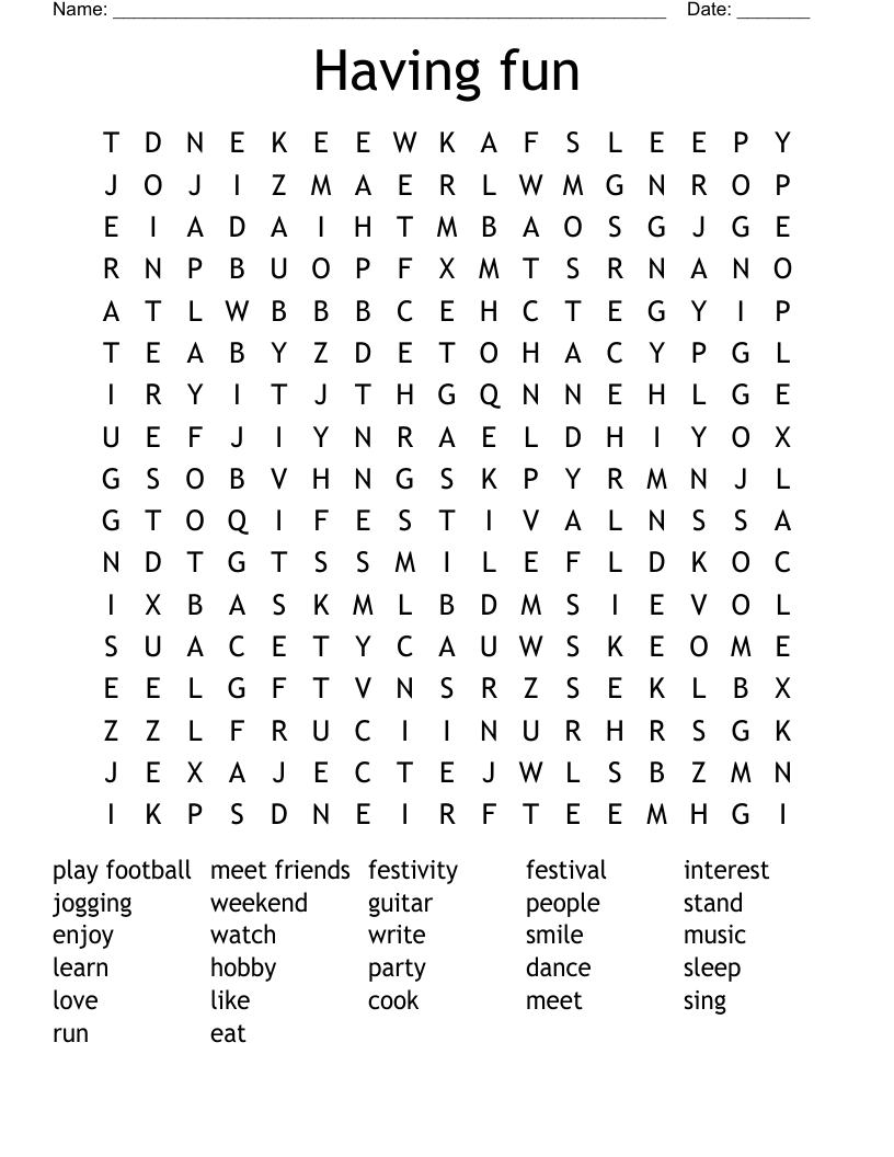 Having fun Word Search - WordMint
