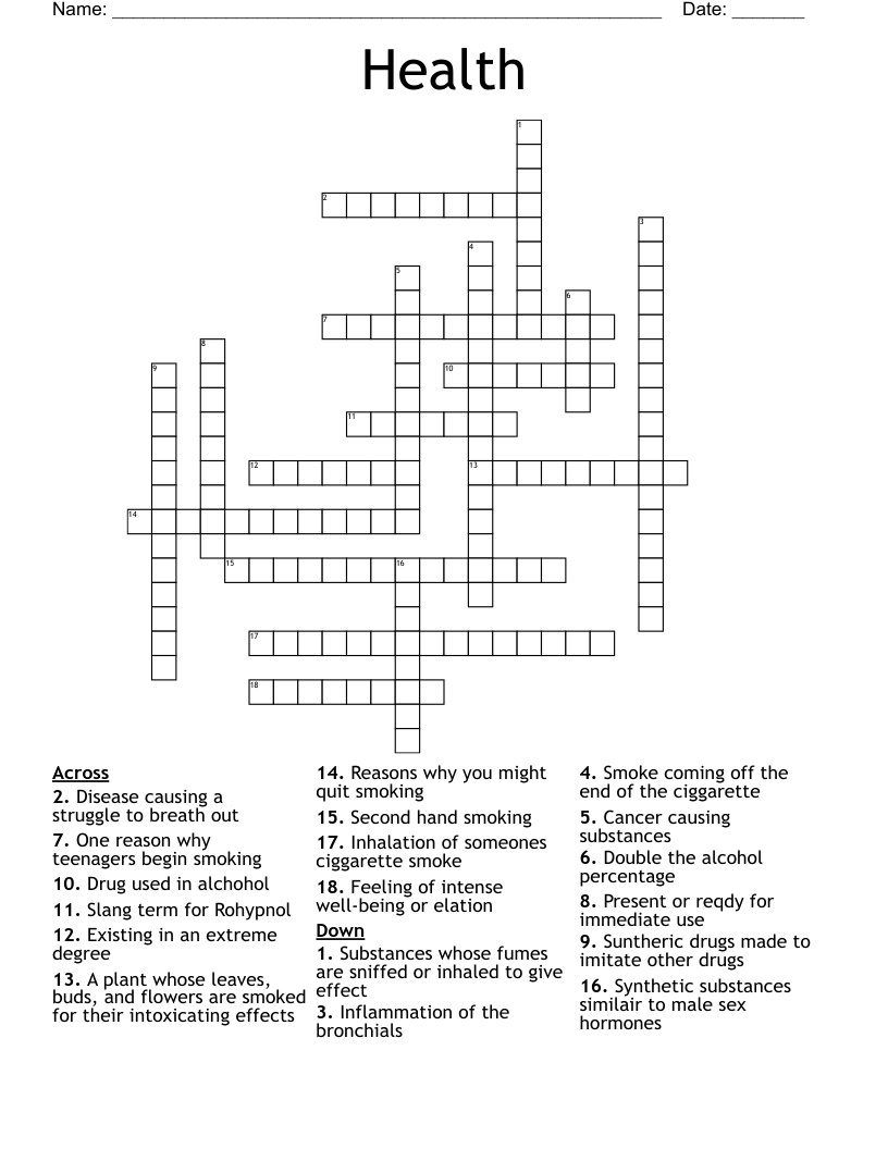 Health Crossword - WordMint