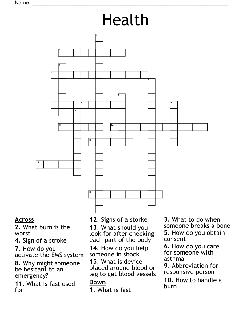 Health Crossword - WordMint