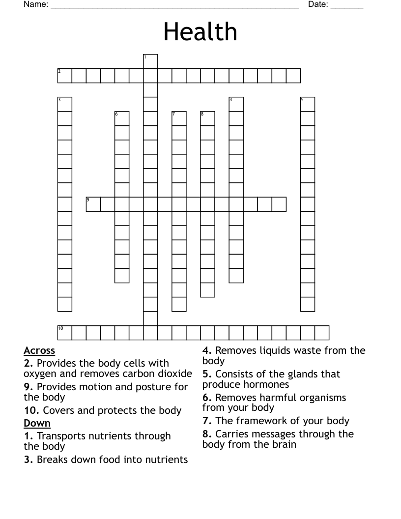 Health Crossword - WordMint