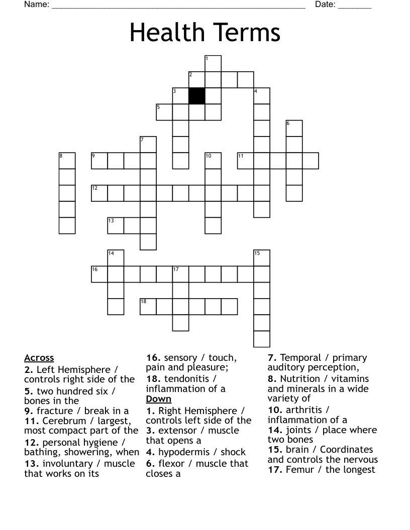 Health Terms Crossword - WordMint