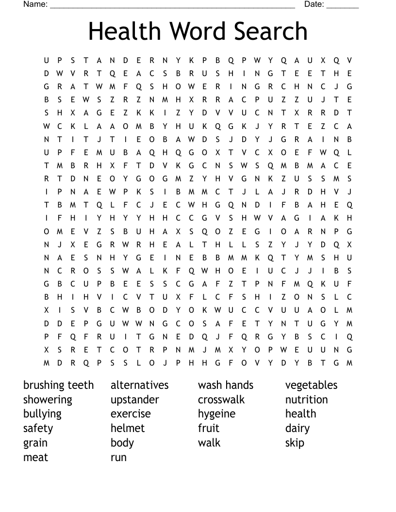 Health Word Search - WordMint