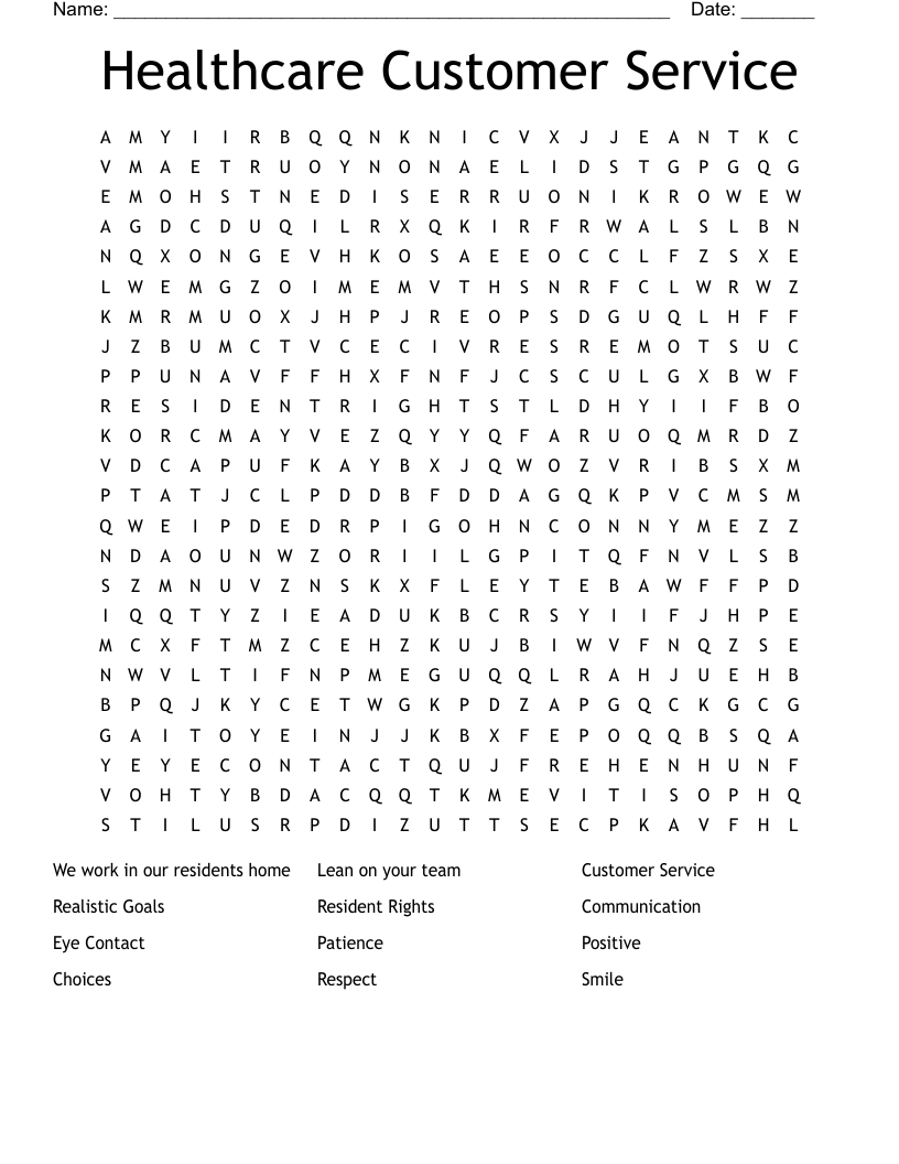 Healthcare Customer Service Word Search WordMint healthcare-customer-service-word-search-wordmint