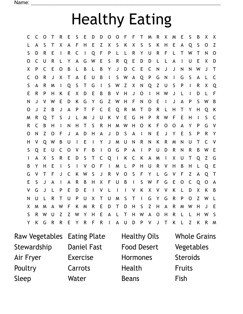 Healthy Eating Word Search - WordMint