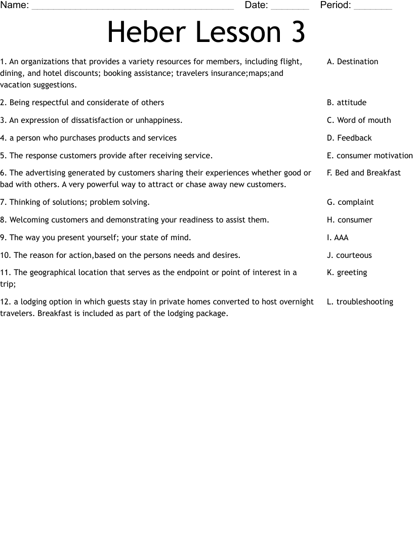 Heber Lesson 3 Worksheet - WordMint