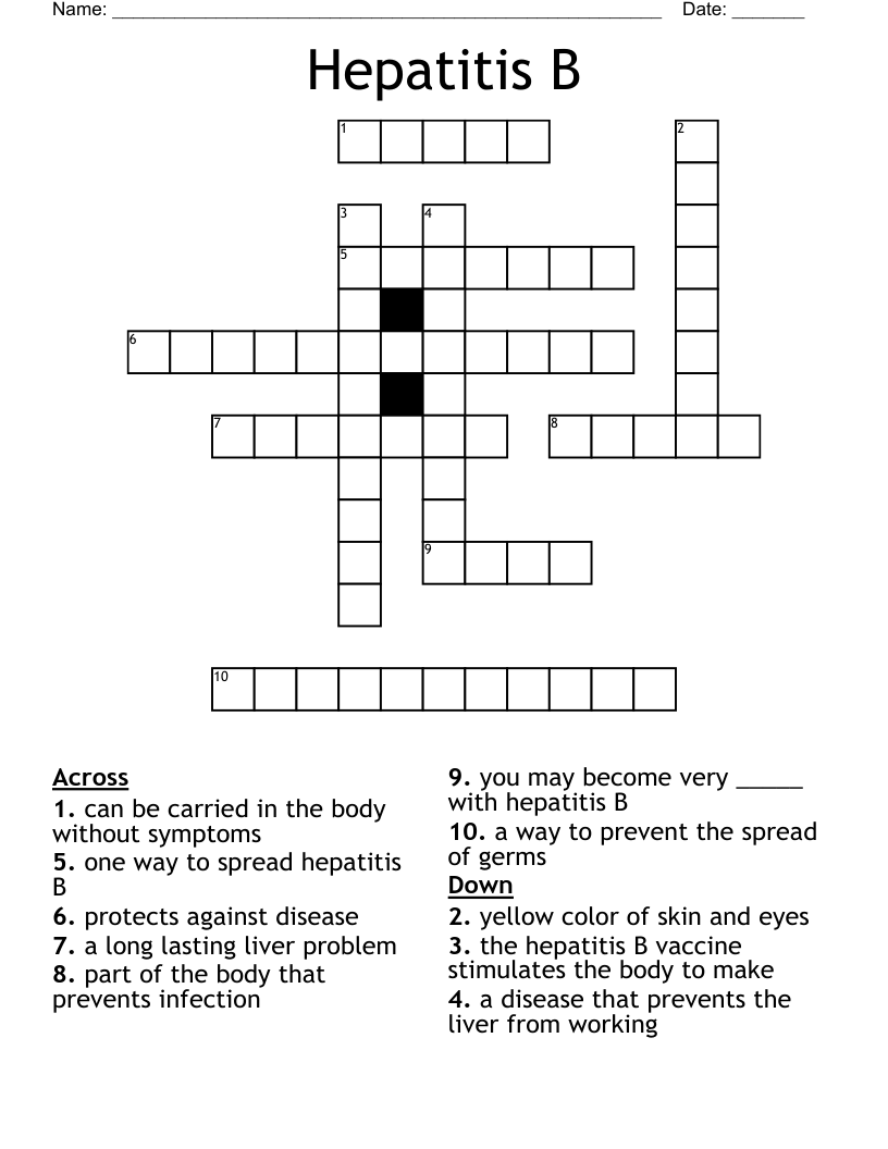 Hepatitis B Crossword WordMint
