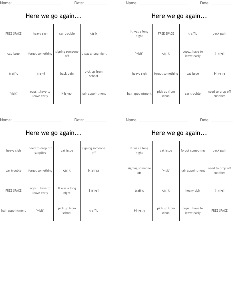 Here we go again... Bingo Cards - WordMint
