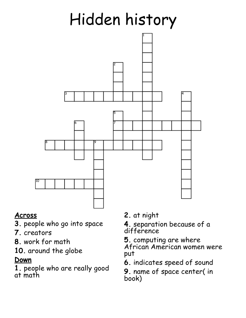 Hidden history Crossword - WordMint