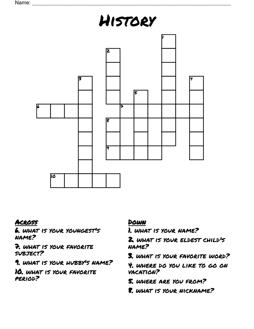 History Crossword - WordMint