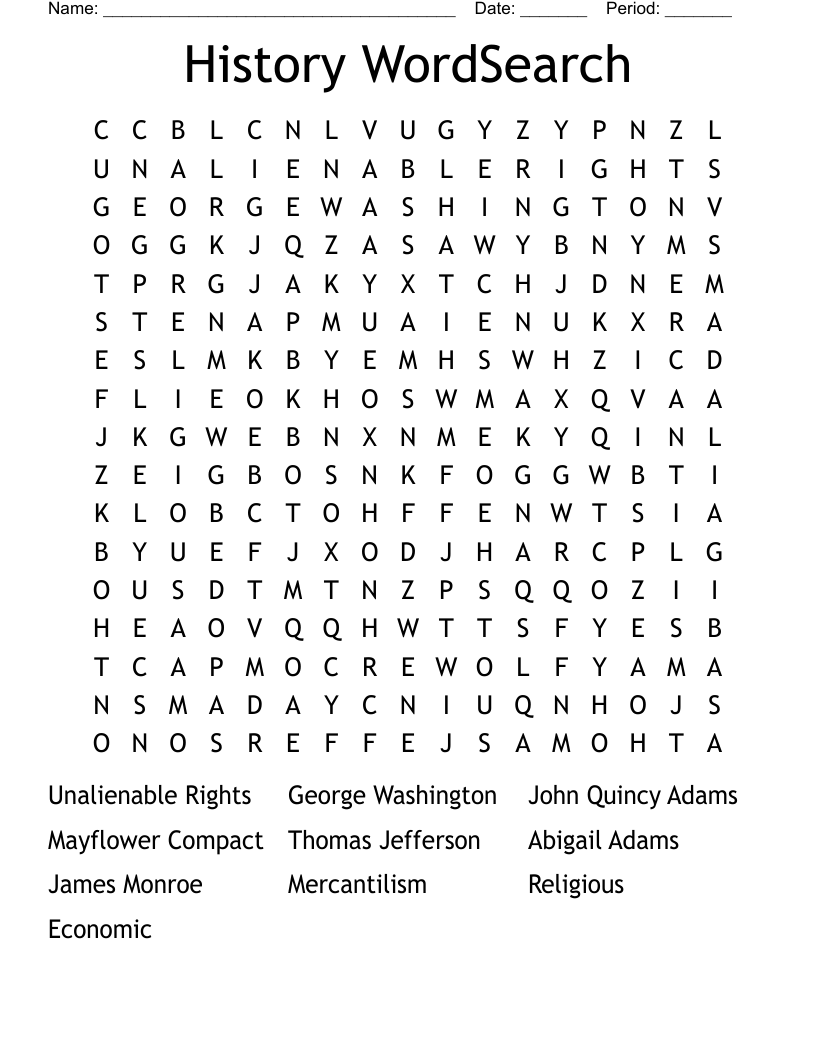 History WordSearch - WordMint