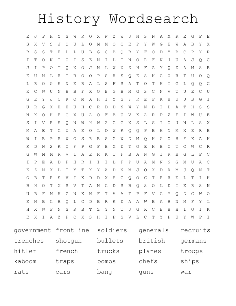History Wordsearch - WordMint