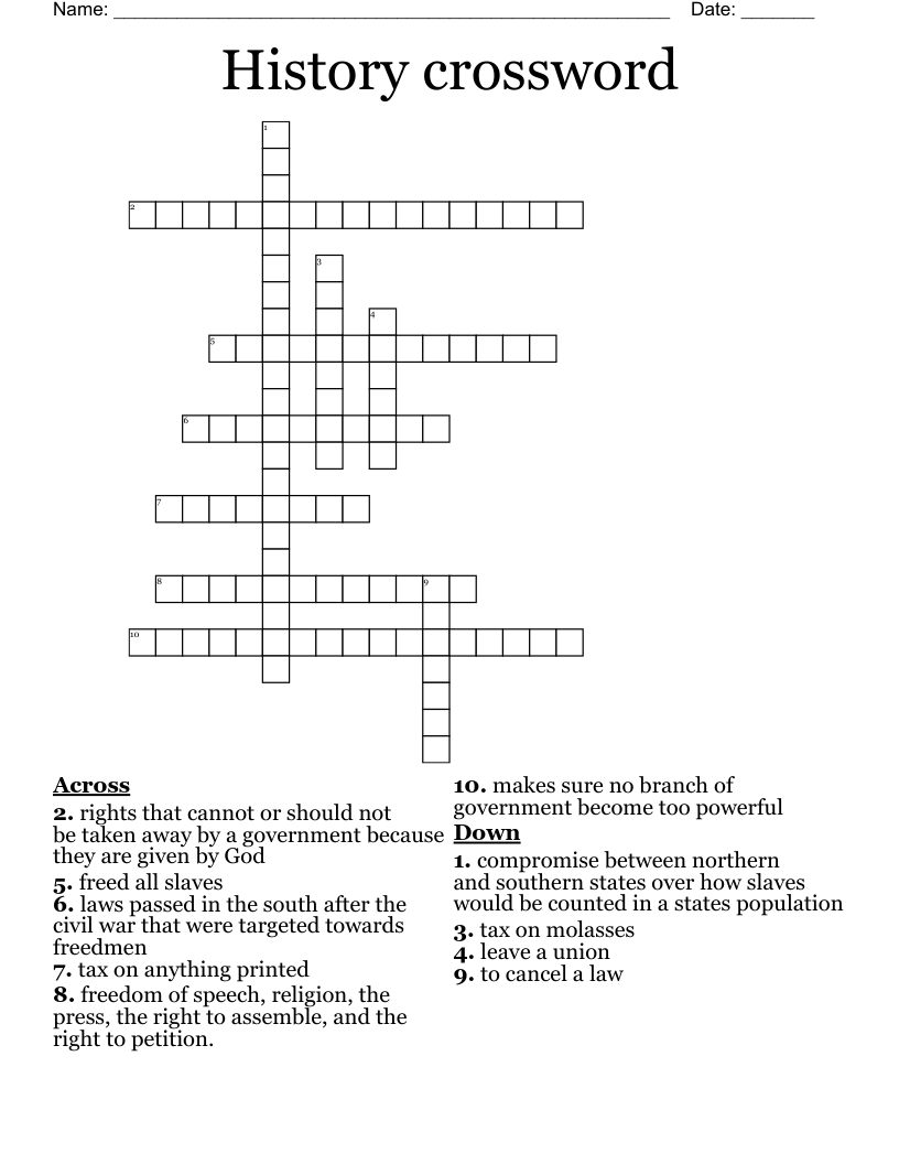History crossword - WordMint