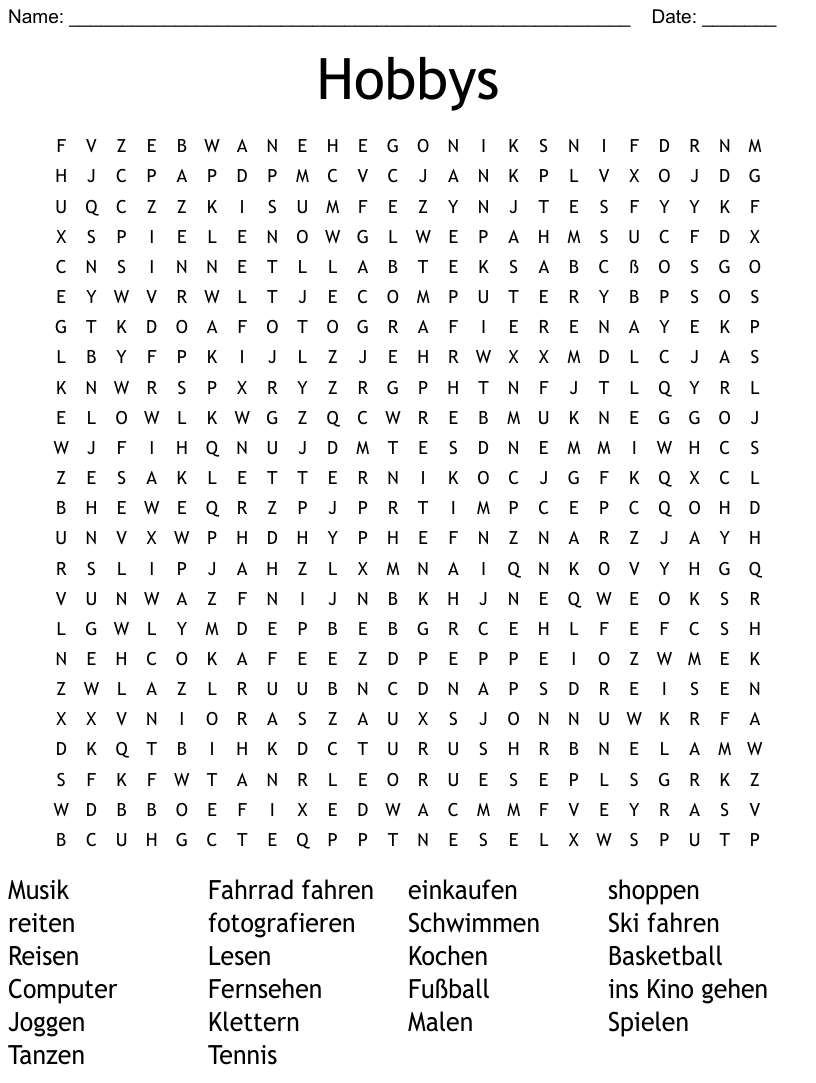 german sports Word Search - WordMint