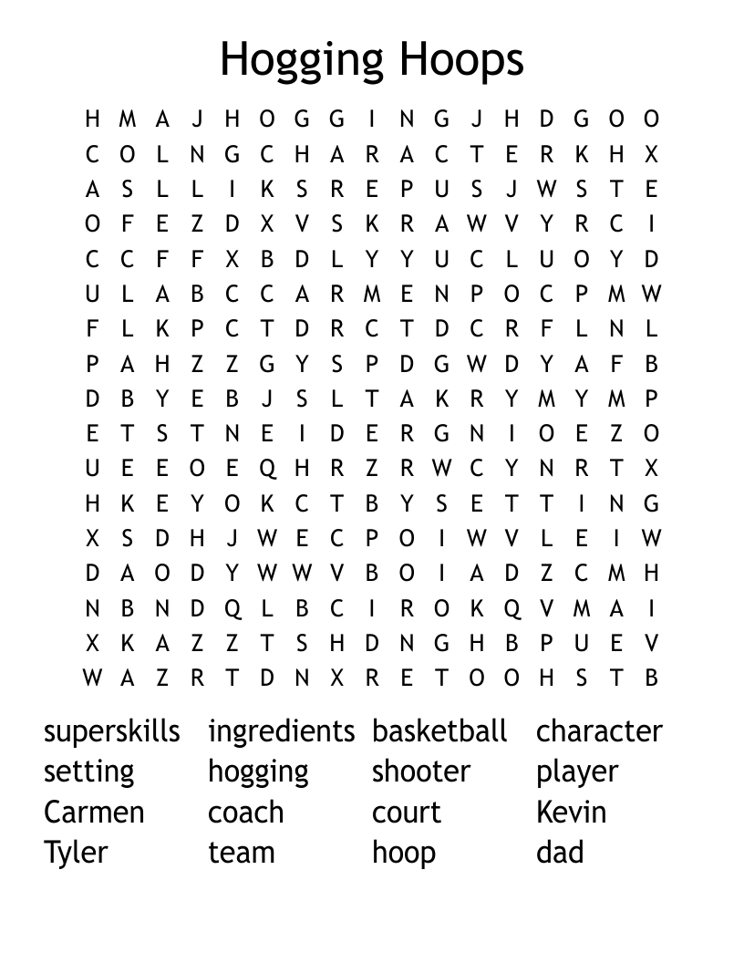 Hogging Hoops Word Search - WordMint