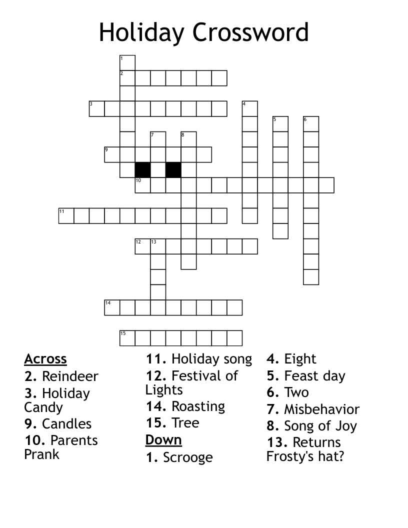 Holiday Crossword - WordMint