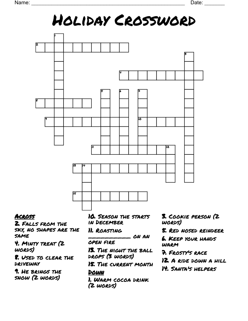 Holiday Crossword - WordMint