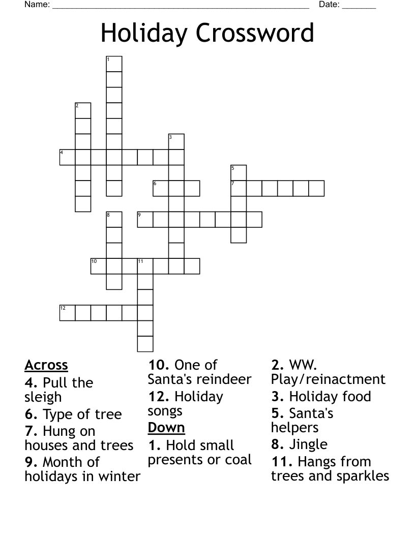 Holiday Crossword - WordMint