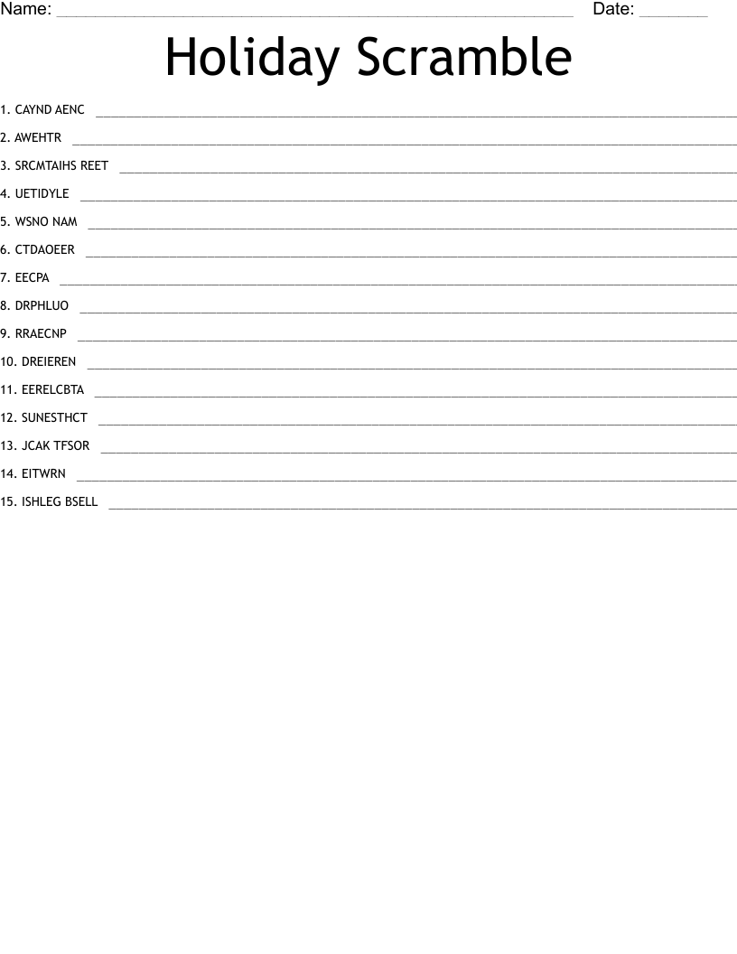 Holiday Scramble - WordMint