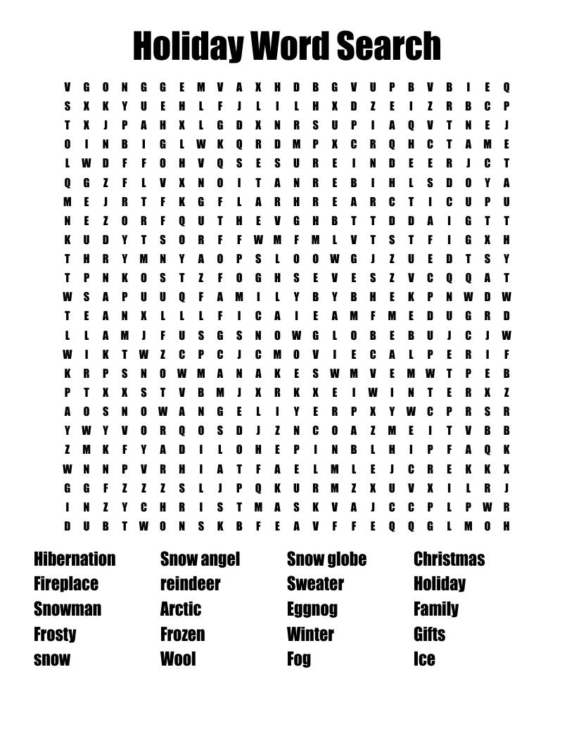 Holiday Word Search WordMint