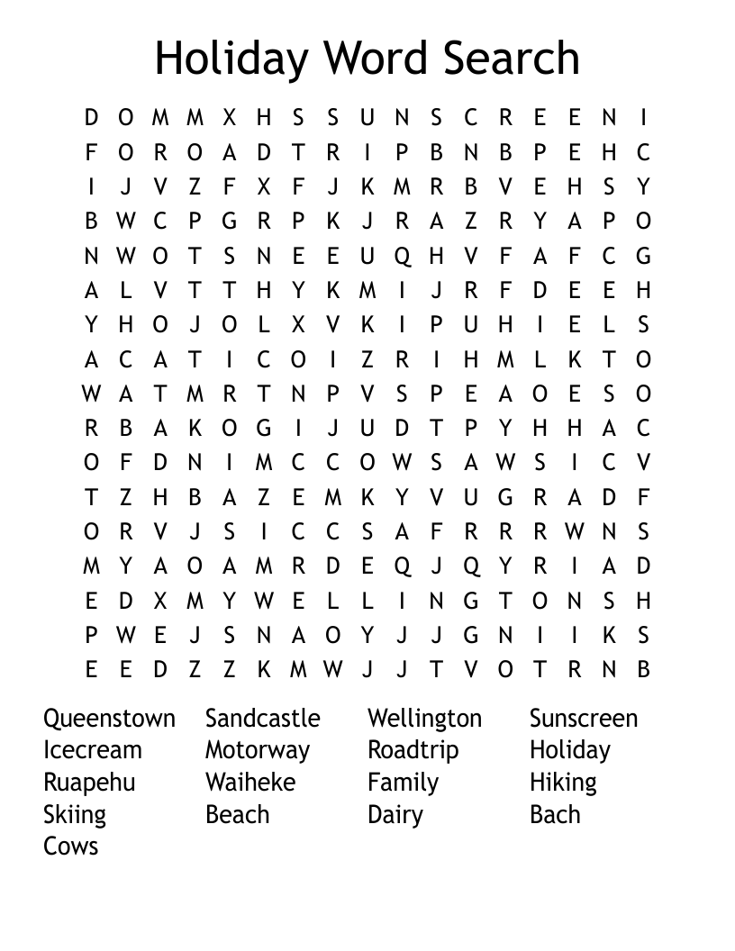 Holiday Word Search - WordMint