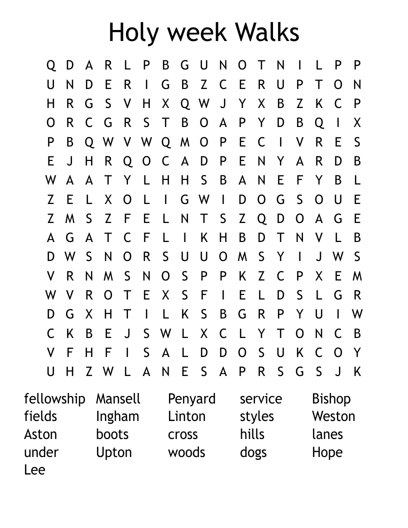 Holy week Walks Word Search - WordMint