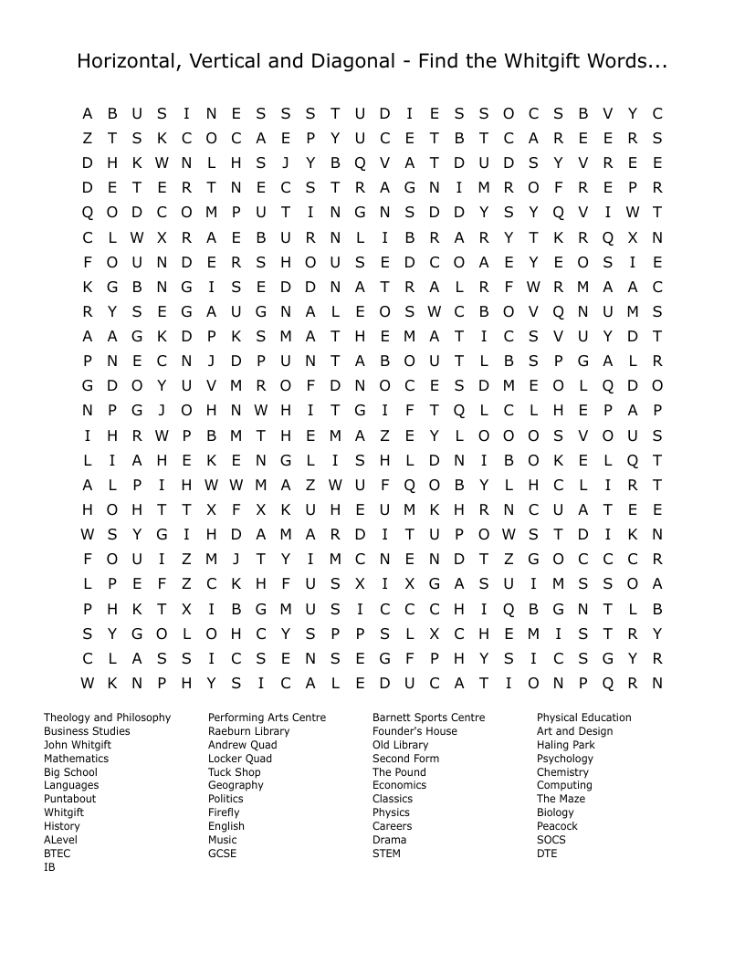 Subjects Available To Study In The Sixth Form Word Search WordMint