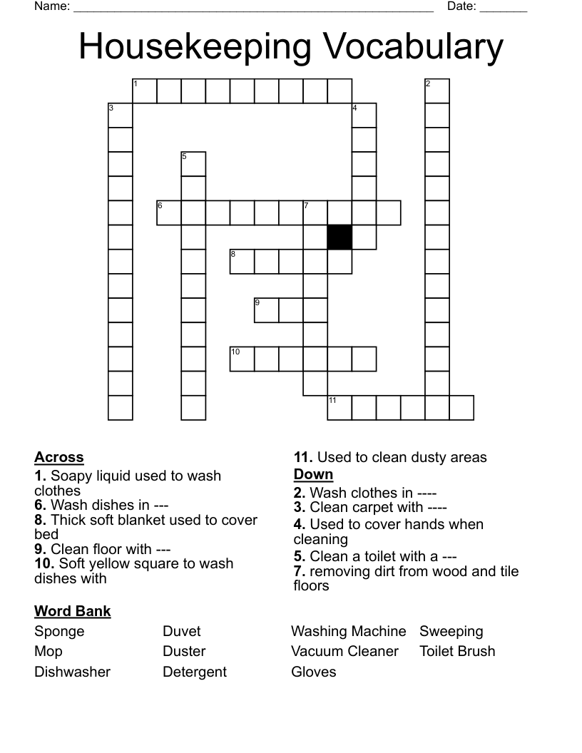 Housekeeping Word Search WordMint
