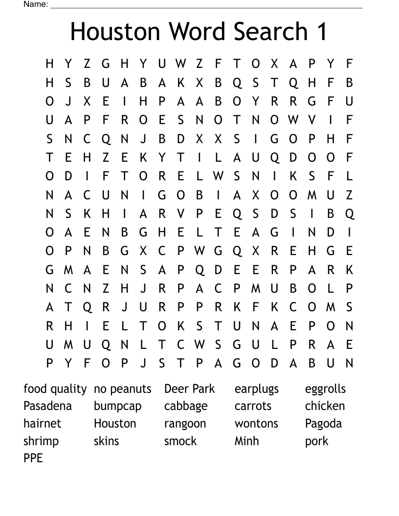 Houston Word Search 1 - WordMint