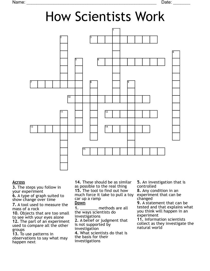 How Scientists Work Crossword - WordMint